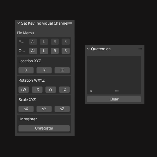 Set Key individual channel. Addons for blender.