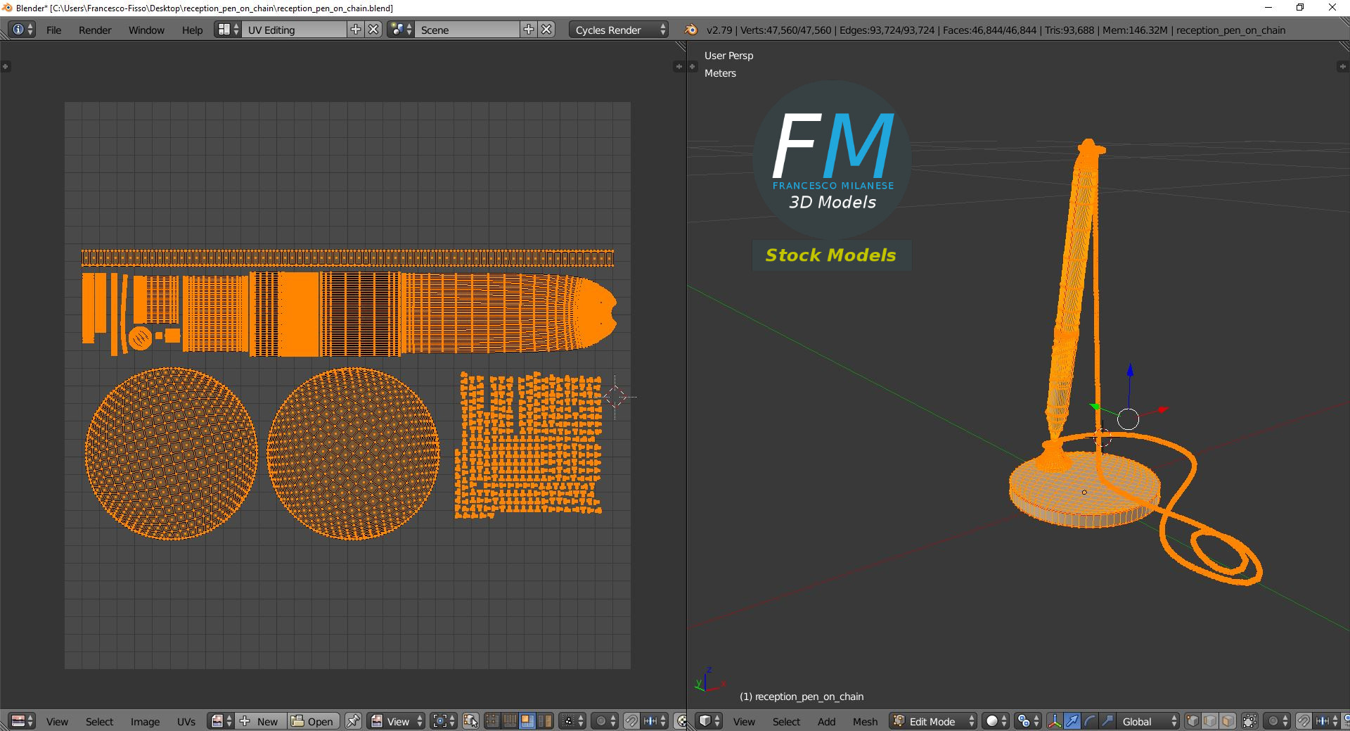 3D MODEL - Reception pen on chain