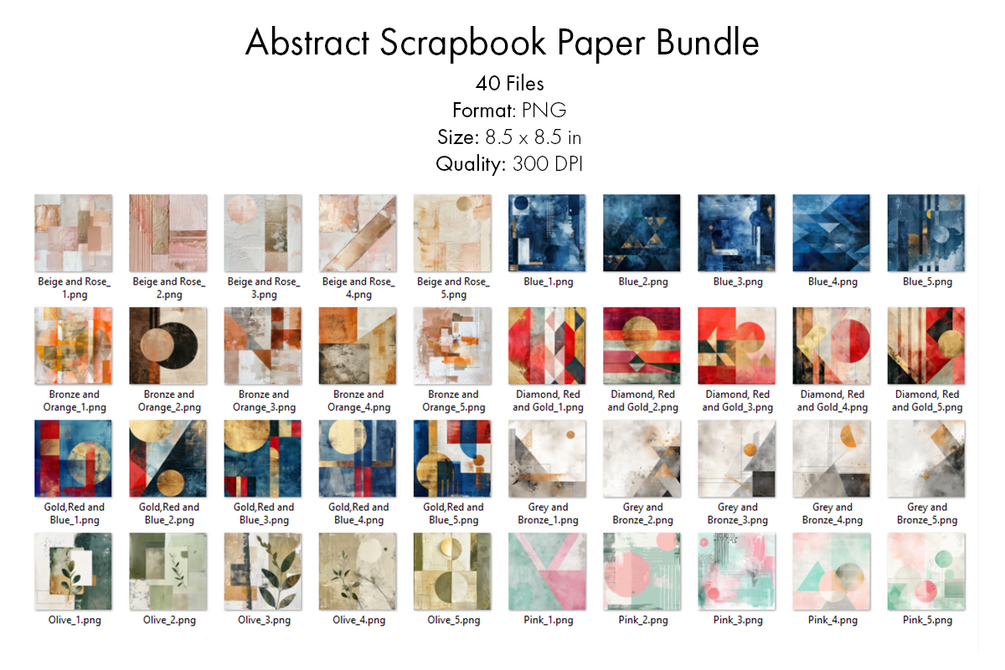 Abstract Scrapbook Paper Bundle