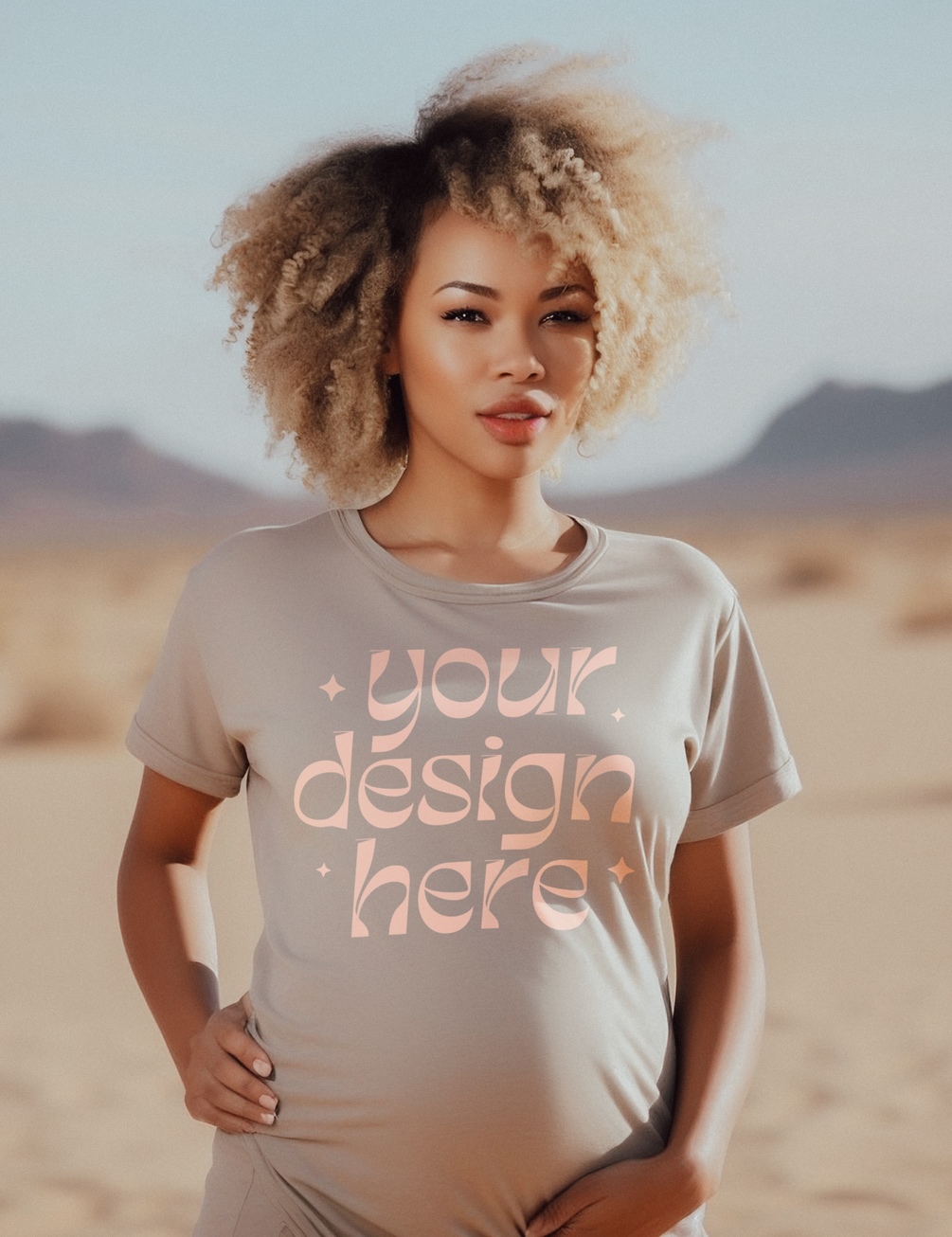 Bella Canvas 3001 Pregnancy Mockup, Bella Canvas Tan Tshirt, Maternity ...