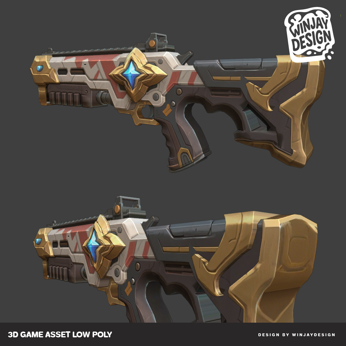 3D Gun Game Asset – Free model Ready for make game : Design by winjaydesign