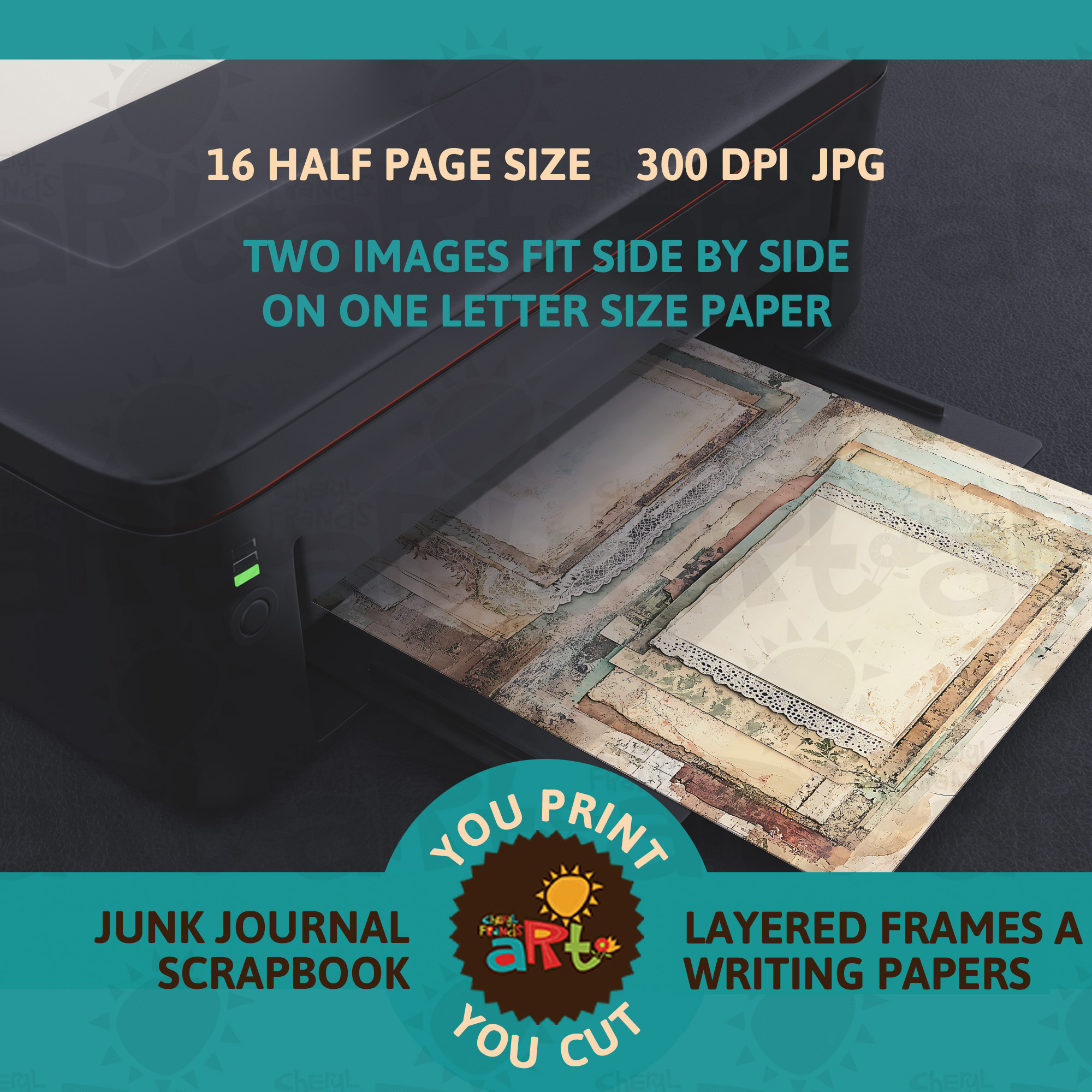 16 pc Style A Layers of Paper Blank Area Printable Junk Journal Half ...