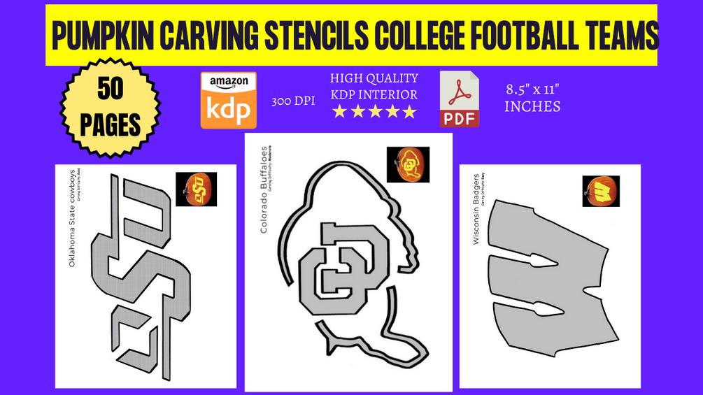 Pumpkin Carving Stencils College Football Teams
