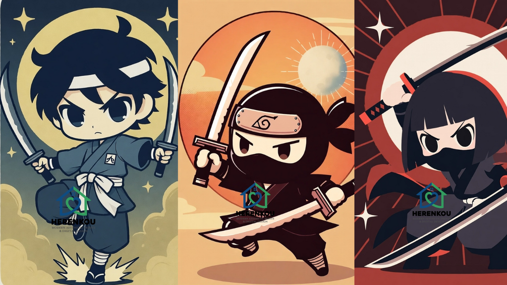 50 Adorable Chibi Ninja Illustrations