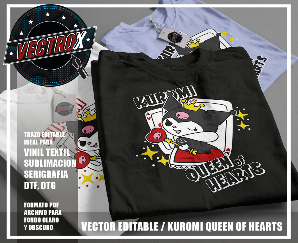 Vector Editable - Kuromi Queen Of Hearts