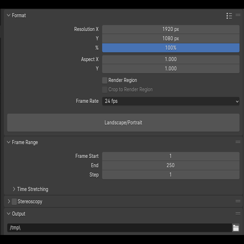 Blender simple camera switch portrait/landscape