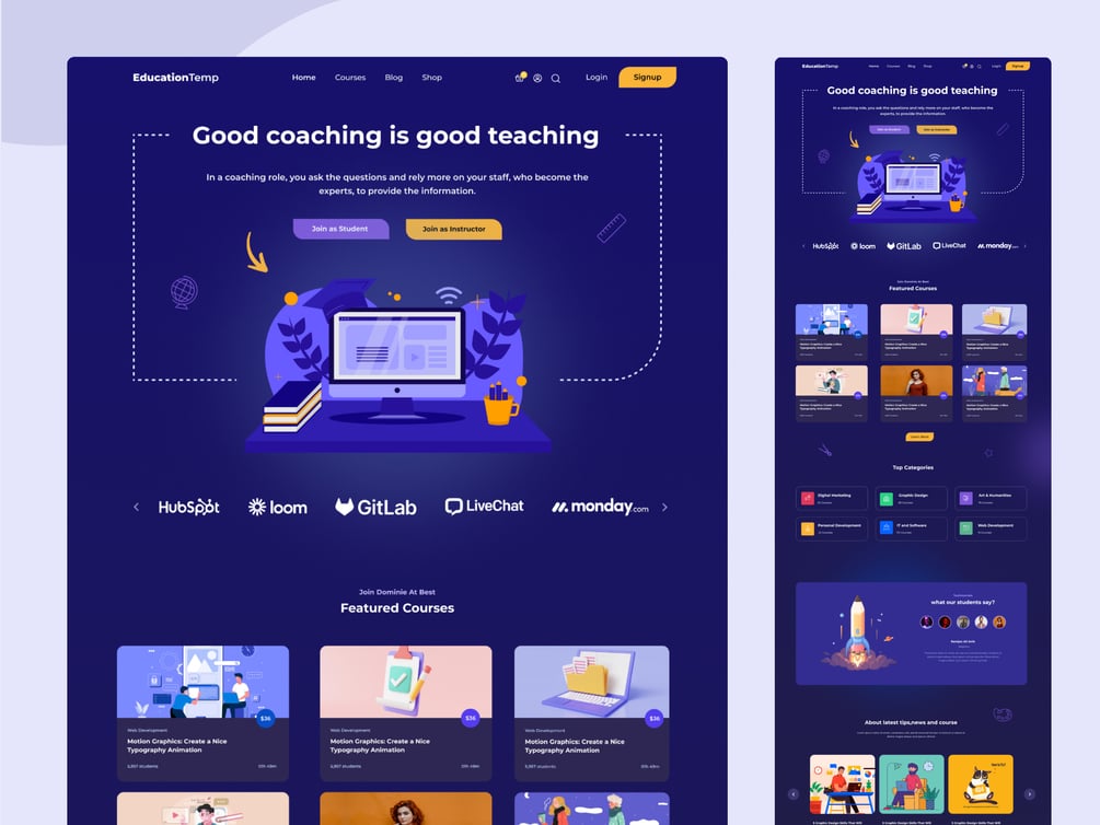 Educational platform for e-learning UI figma template 9