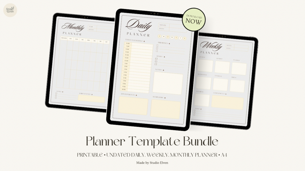 Planner Bundle - White Gray Minimalist