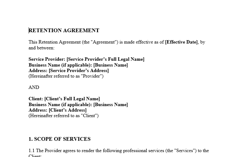 Contract Template for Retention Agreement
