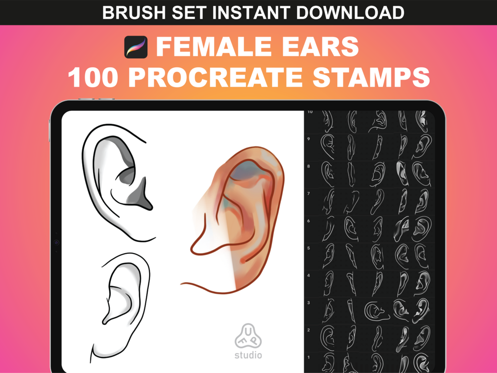 Female Ear Procreate Brushes for Portrait Drawings