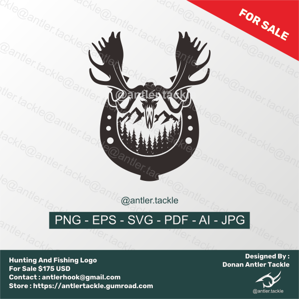 Moose Skull Antler Outdoors Hunting Logo Designed By Donan Antler Tackle
