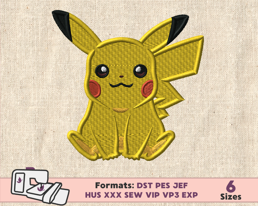 POKEMON EMBROIDERY DESIGN, pikachu machine embroidery design, pokemon ...