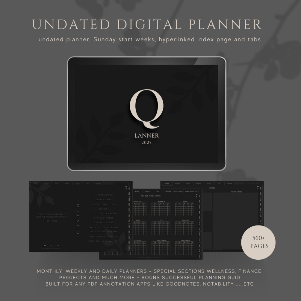 UNDATED DIGITAL PLANNER (DARK MODE)