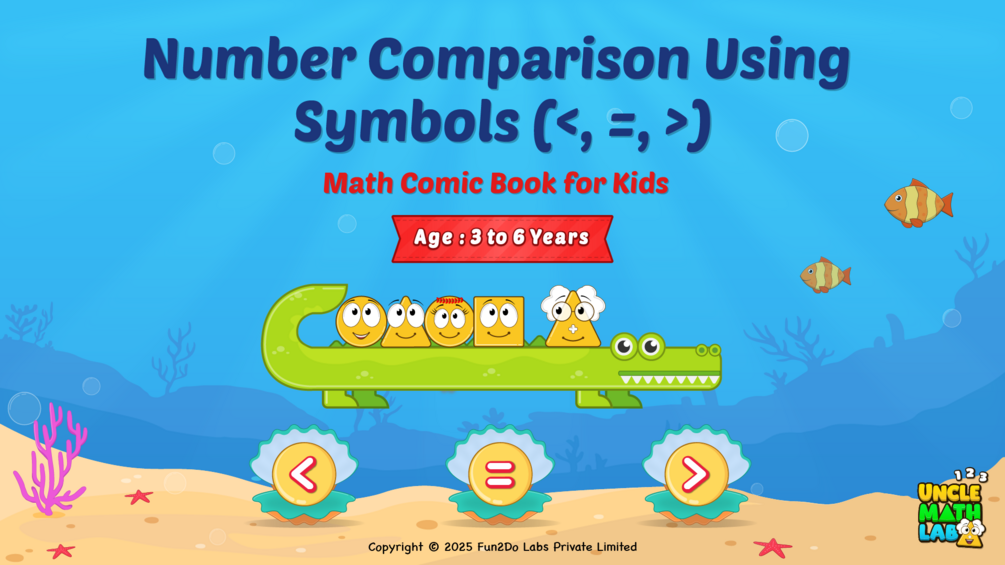 Number Comparison using Symbols : Math Comic Book 17 for Kids Aged 3 to 6