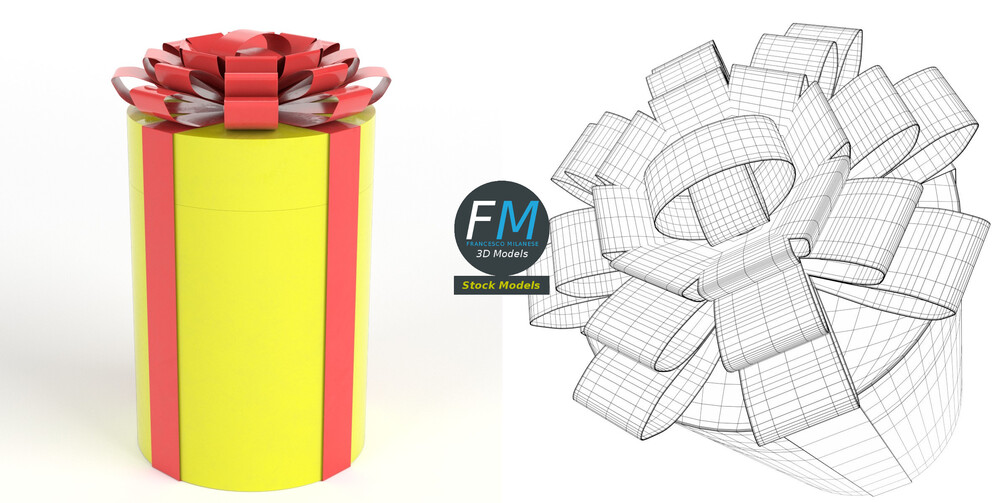3D MODEL - Cylindrical gift case with a ribbon