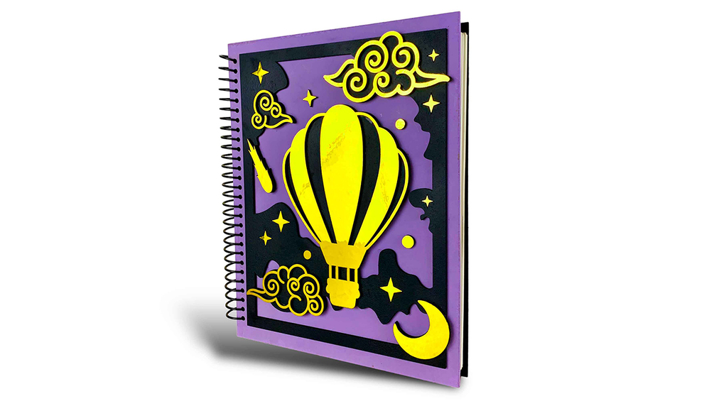 Handcrafted Vintage Hot Air Balloon Spiral Lined & Bullet Journal -200 ...