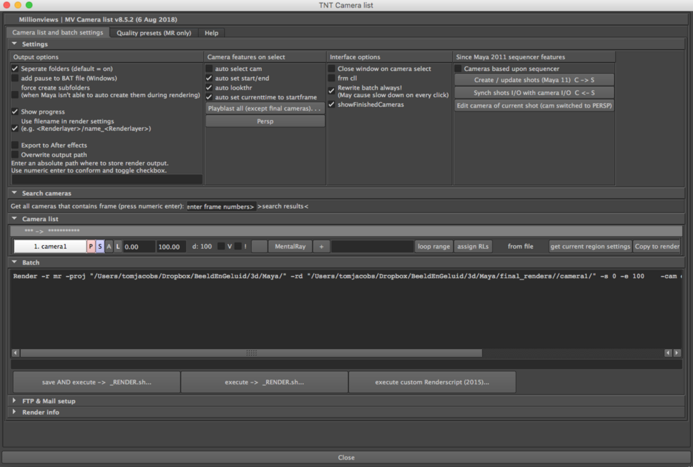 Maya camera management list script