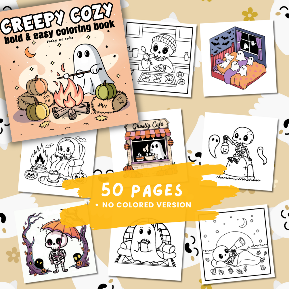 Creepy Cozy Coloring Book - 50 Illustration Designs