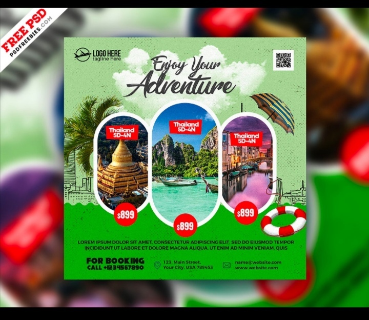 Travel Agency Promotion Social Media Post PSD