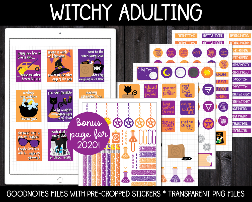 Digital Pagan Planner Stickers - Witchy Adulting