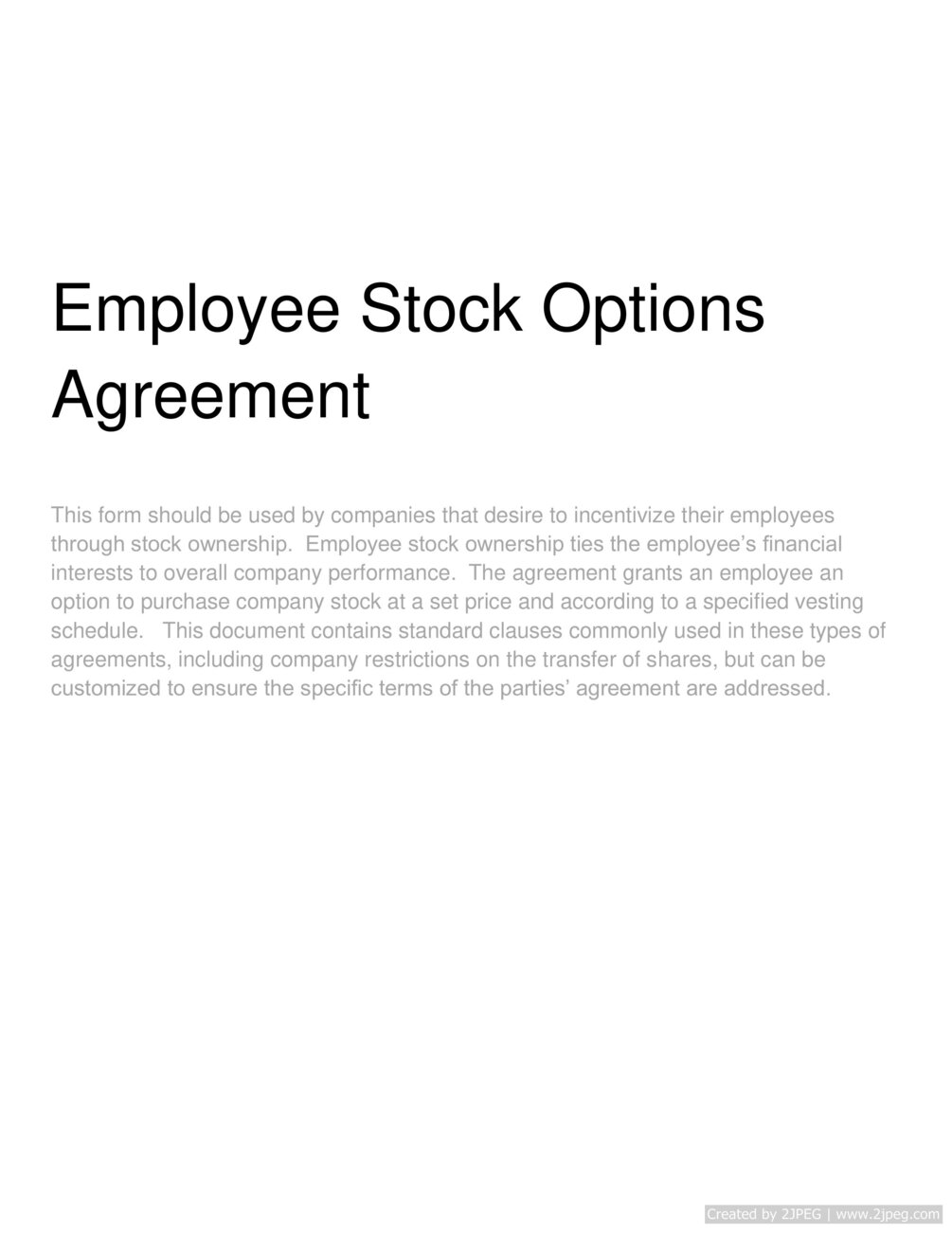 Employee Stock Options Agreement