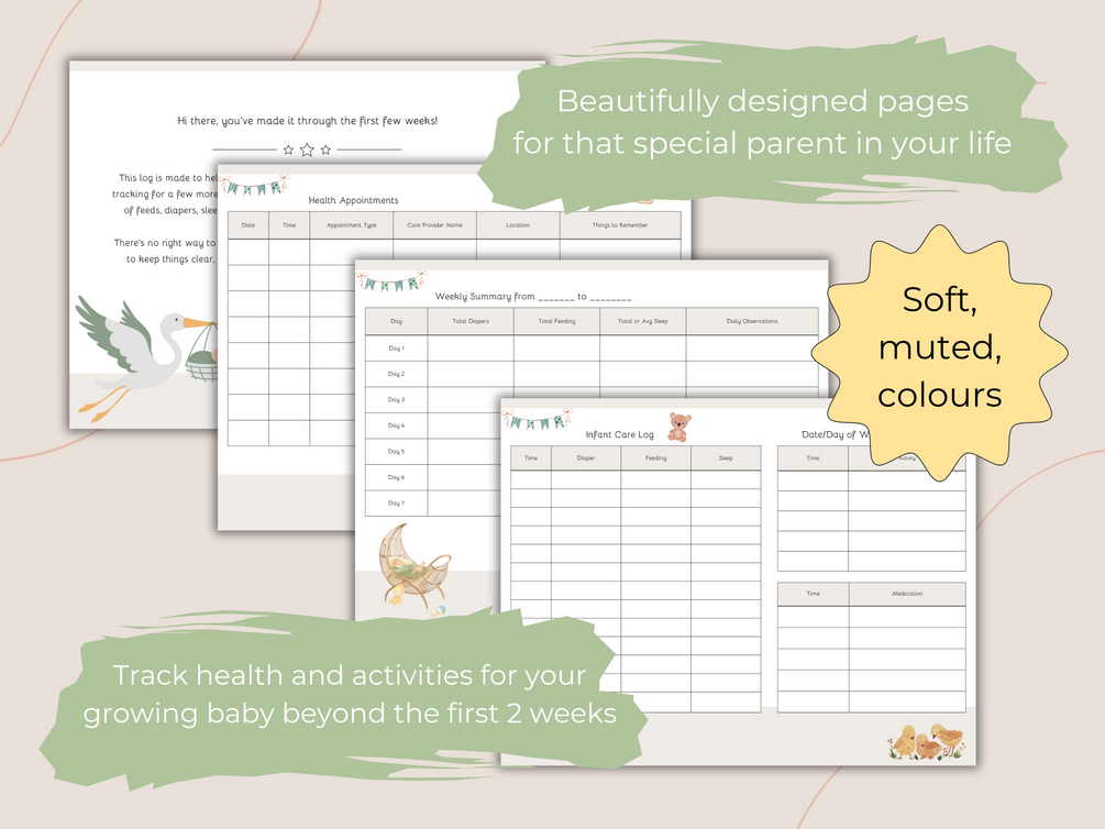 Infant Health Log | Printable Gentle Baby Tracker PDF | Reusable Daily ...