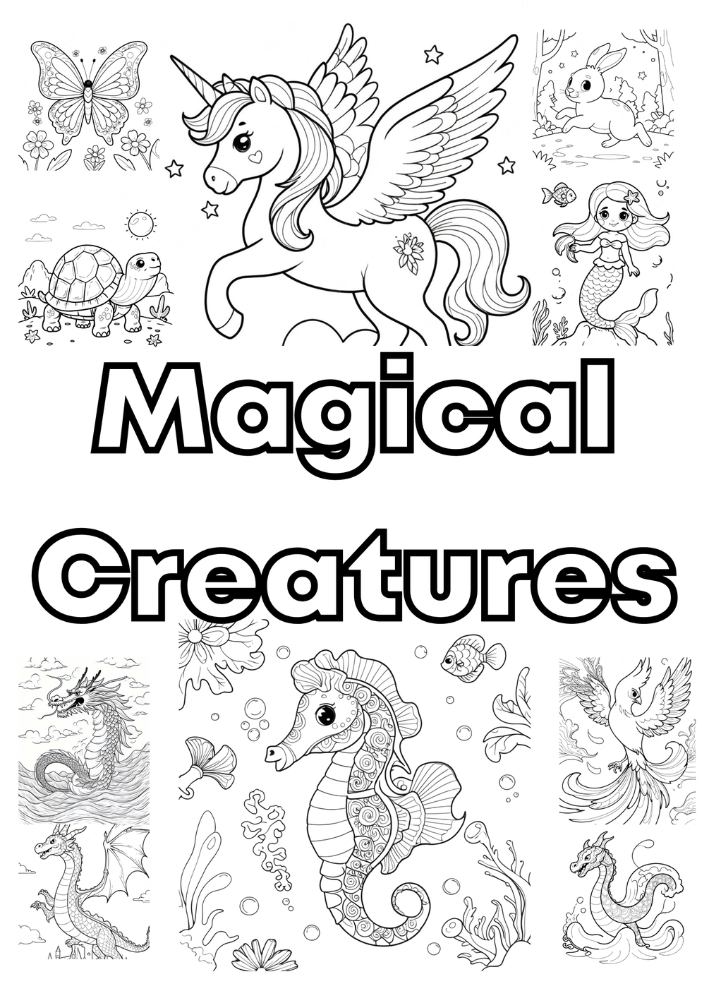 Magical Creatures - 20 pages Coloring E-book