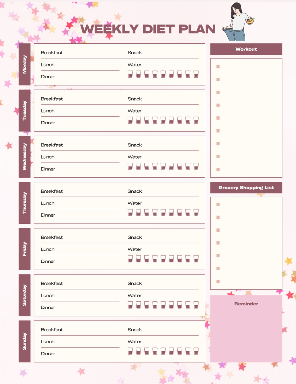 Printable Diet Planner | Weight Loss & Healthy Eating Tracker (PDF)