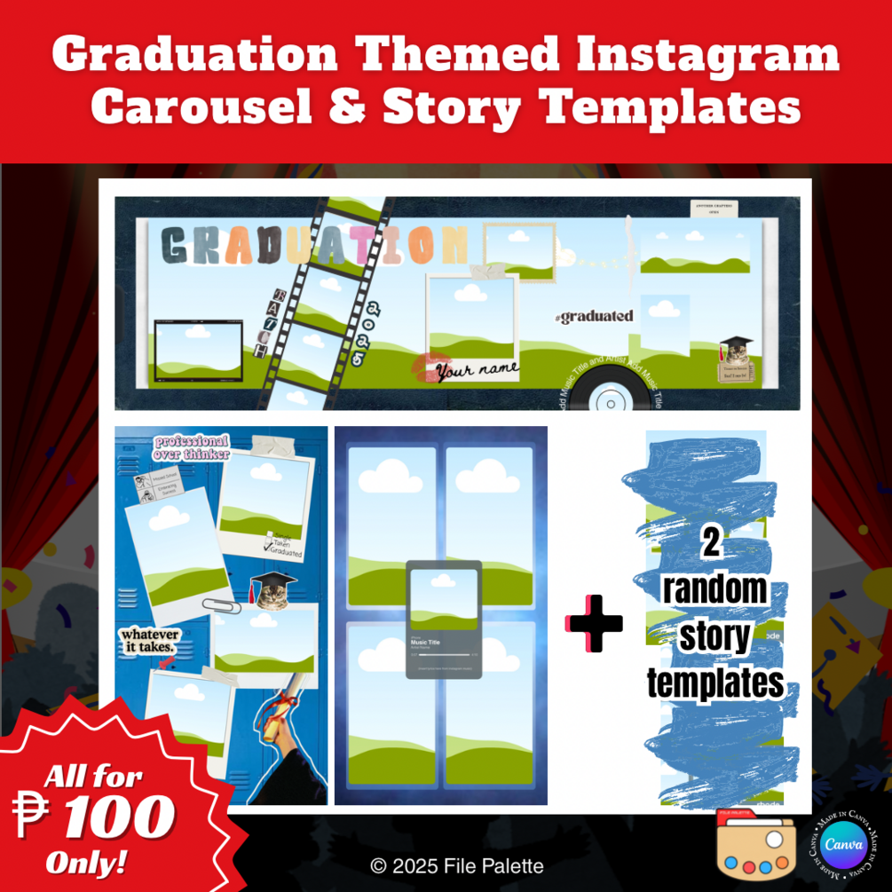 Graduation Themed Instagram Carousel & Story Canva Templates