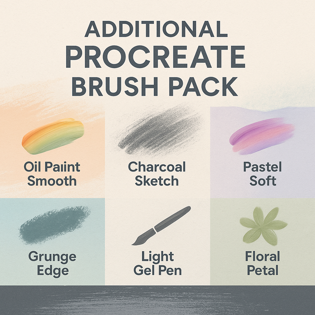 Additional Procreate Brush Pack: 6 Studio‑Quality Brushes + Quick ...