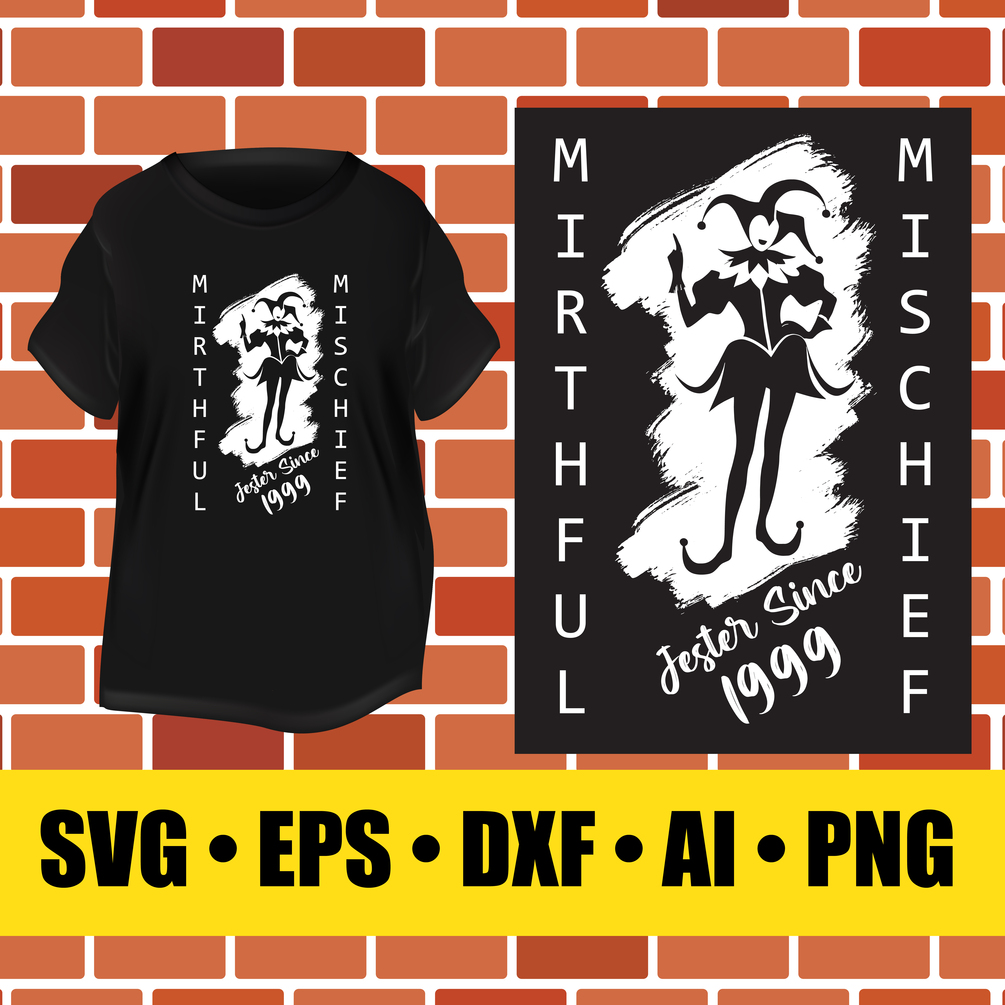 EDITABLE LADY JESTER T-shirt Design vector templates transfers image ...