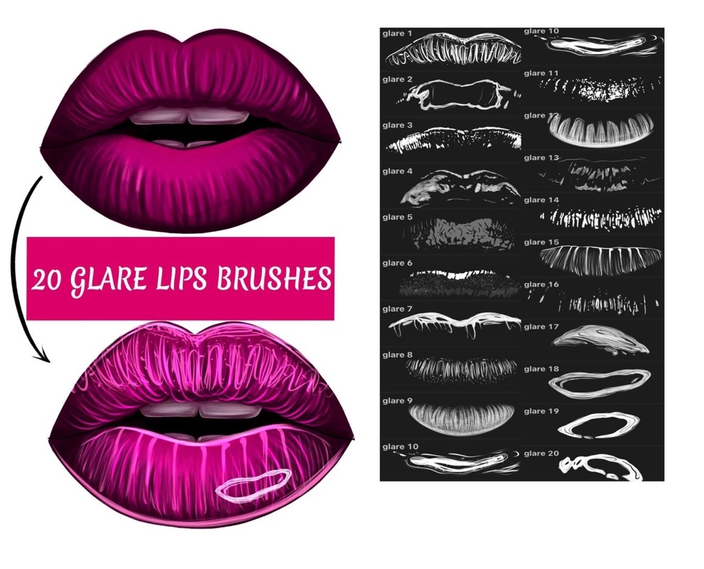 20 glare lips stamps