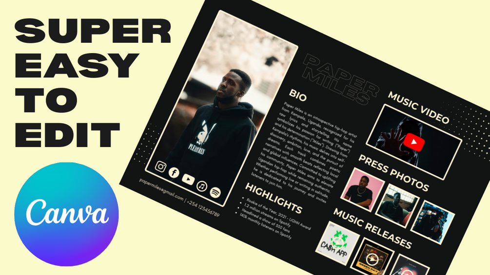 Professional One-Page Music Artist EPK (Canva)