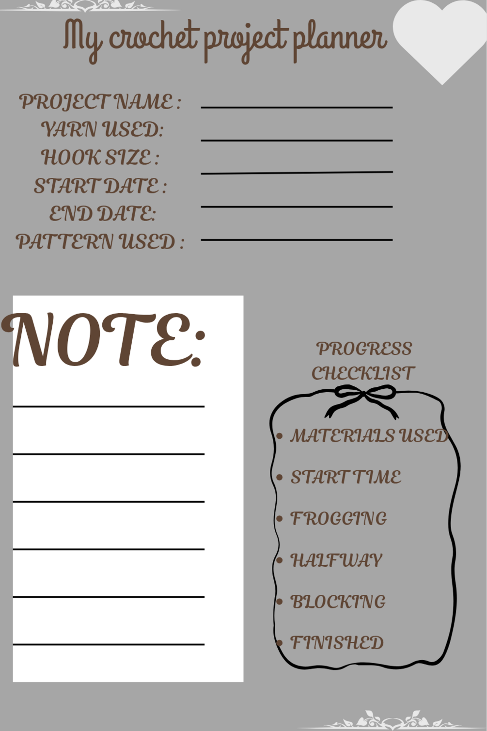 My crochet project planner