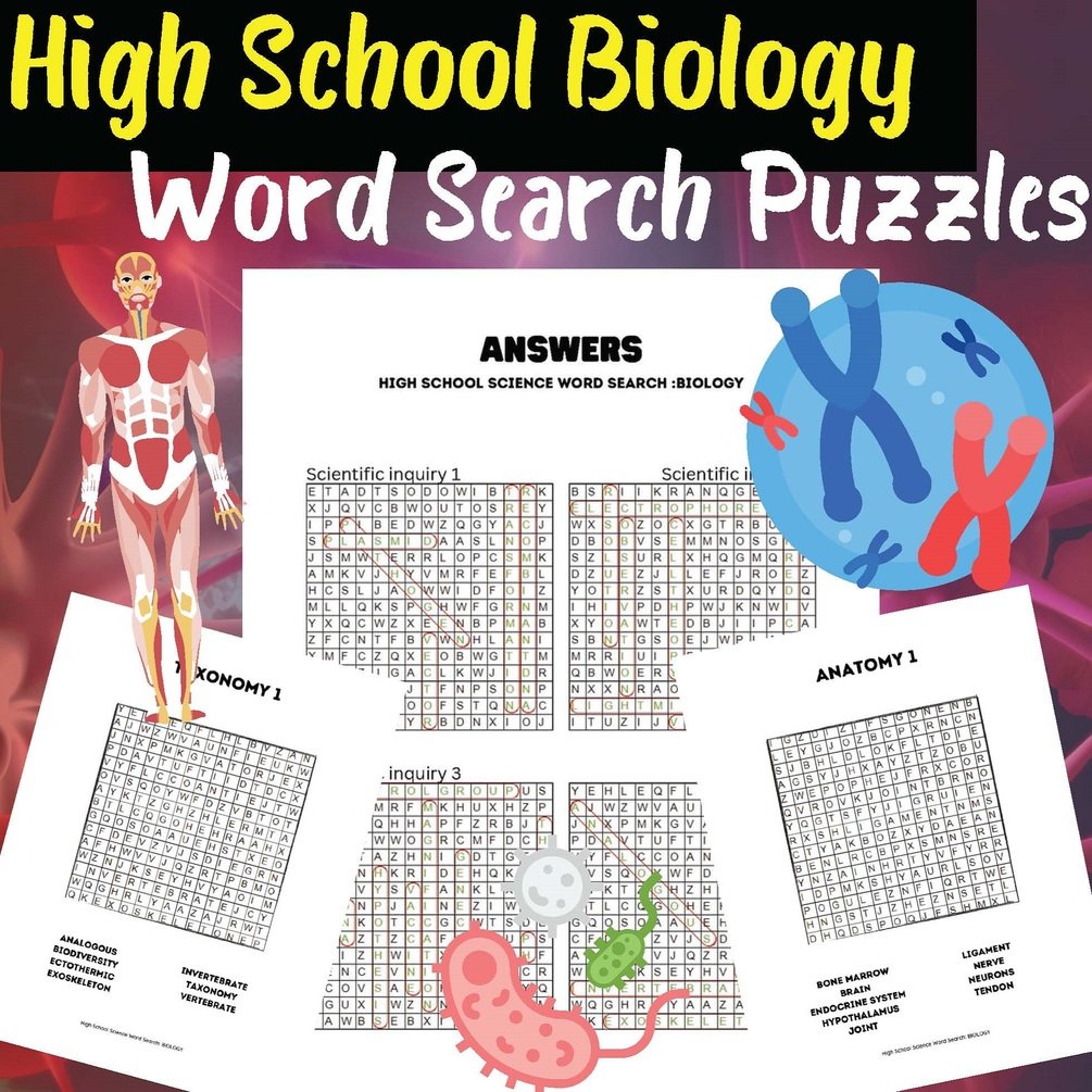 High School Science: Biology Word Search Puzzles , Grades 6 to 8 37 ...