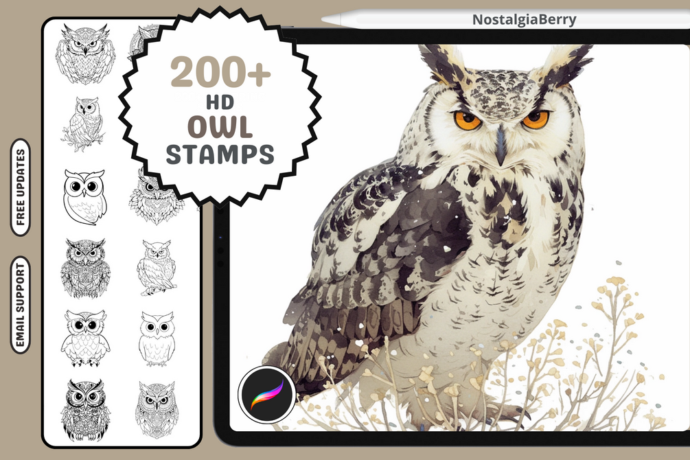 Procreate Stamps: 200+ Owl Stamps for Illustrations, Fantasy Art ...