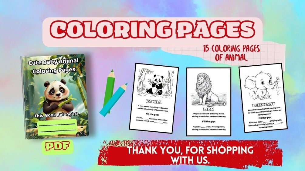 15 Coloring Pages | 15 Pages | Cute Coloring Pages | For Kids | Digital ...