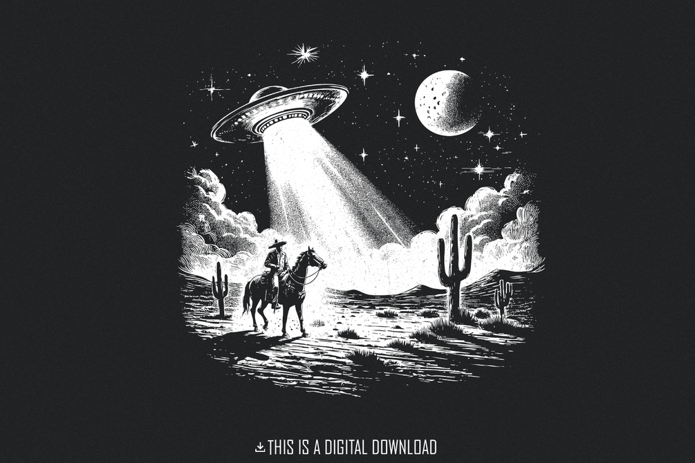 Cowboy UFO PNG, Retro Alien Spaceship, Vintage Western Design, Digital ...