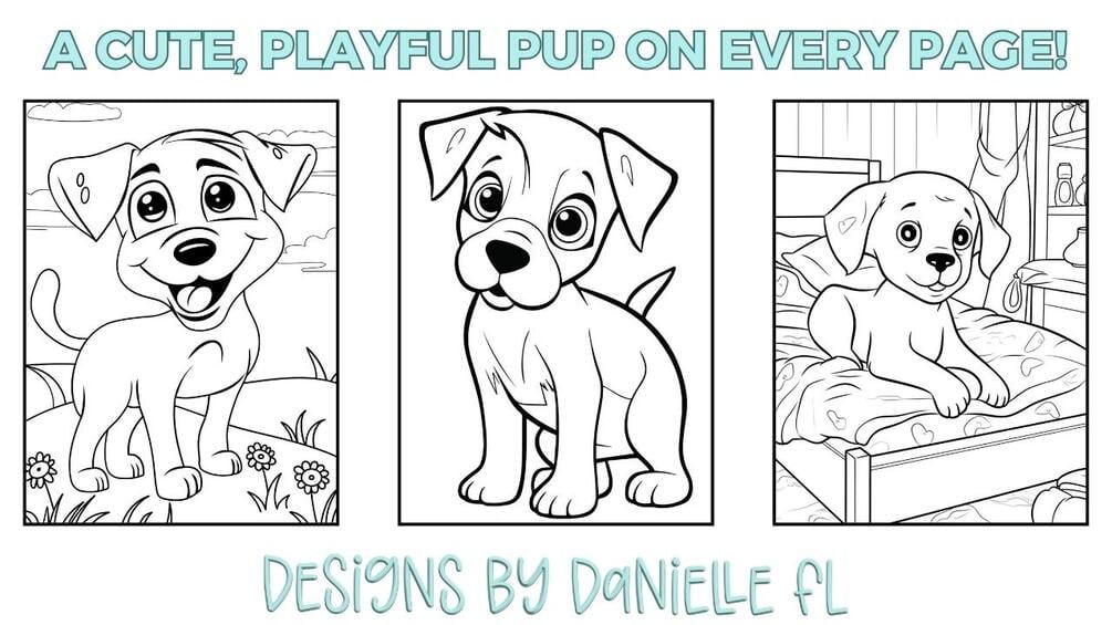 Dogs and Puppies Coloring Book