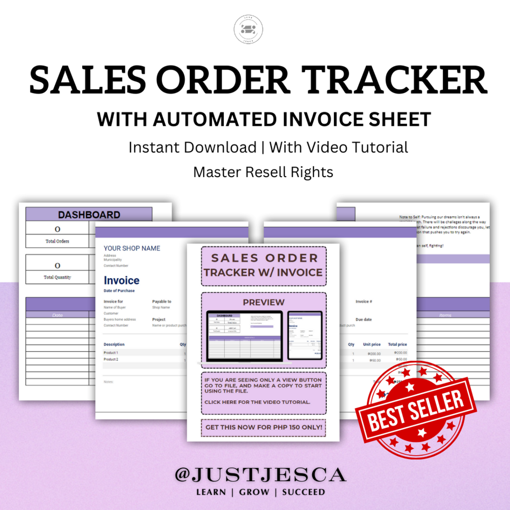 BEST SELLER SALE! Sales Order Tracker with Invoice