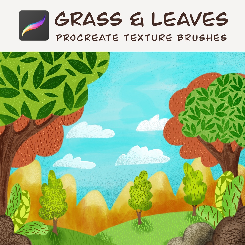 Grass and Leaves. Texture Brushes for Procreate