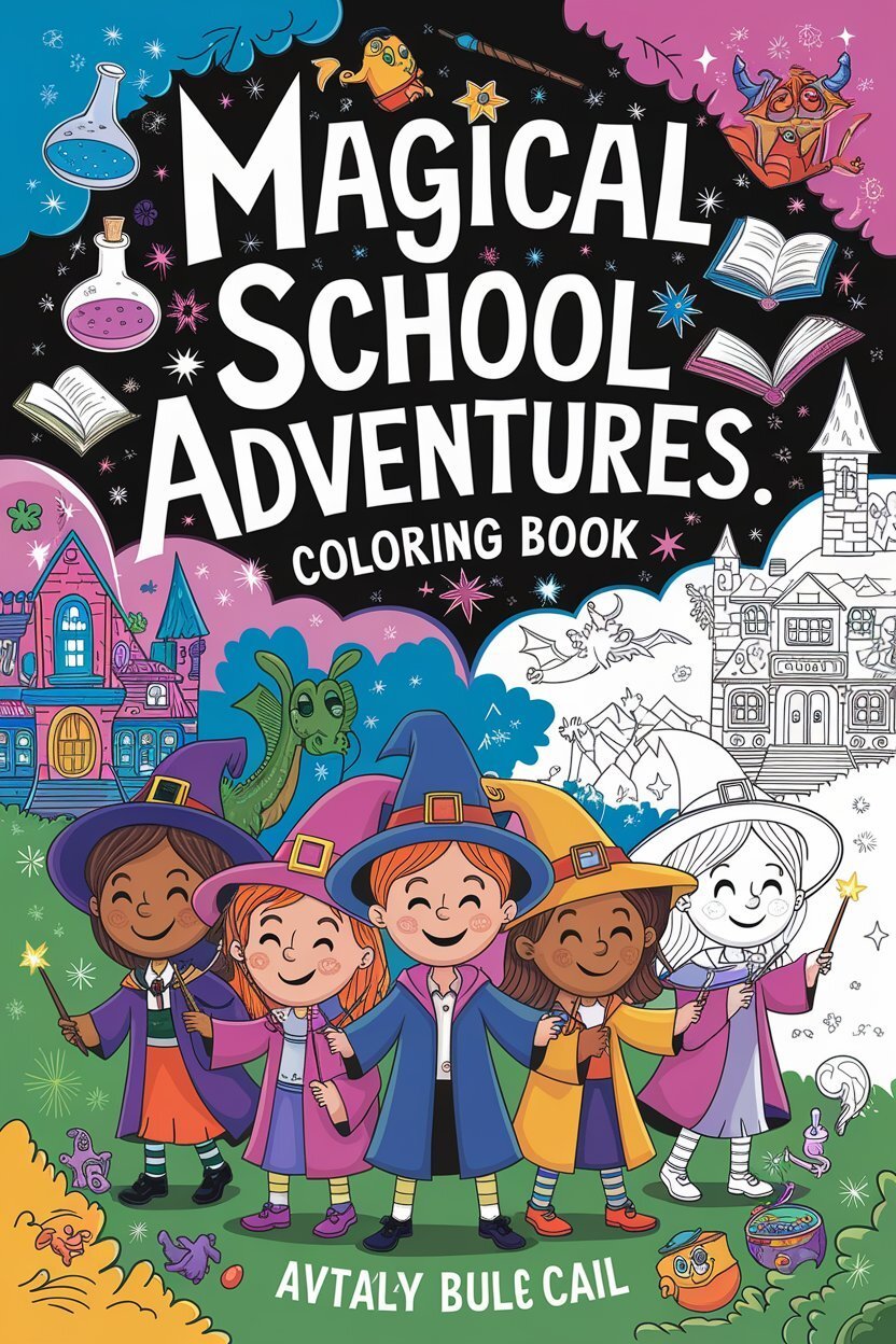 Coloring Book : Magical School Adventures