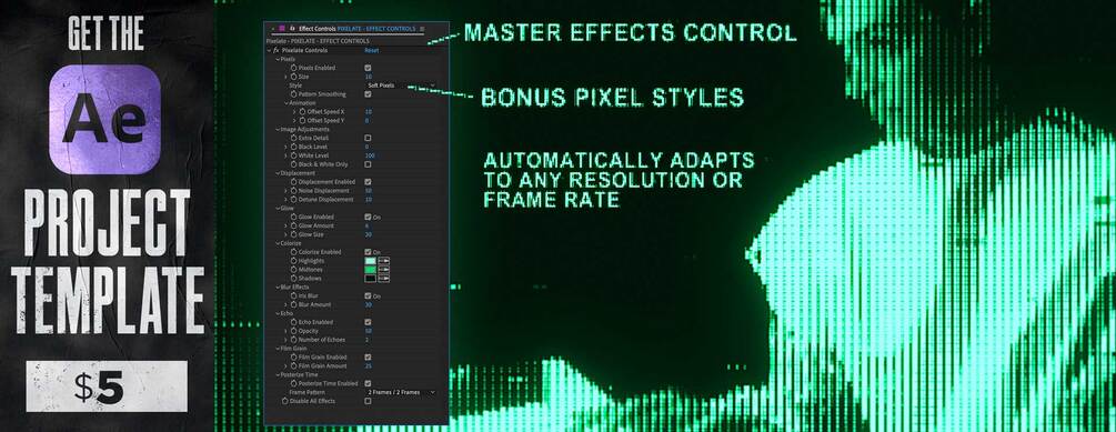 Texturelabs Pixelate: After Effects Template (AE 2022+)