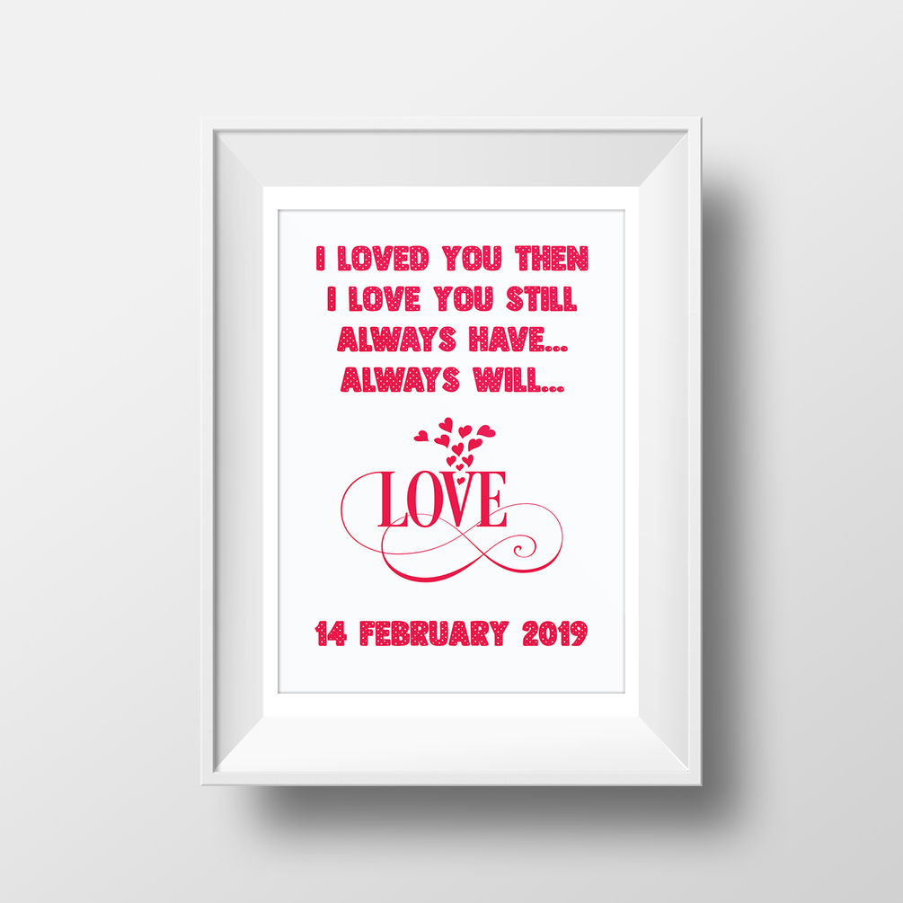 I Love You Poster, Valentine's Day Print, Romantic Quote Print ...