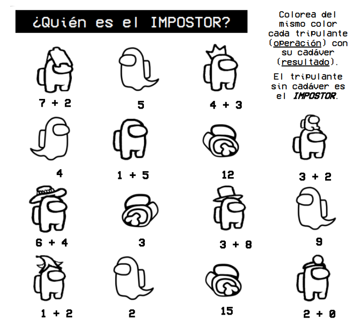 Descubre al impostor. Sumas CÁLCULO MENTAL 1ºEP