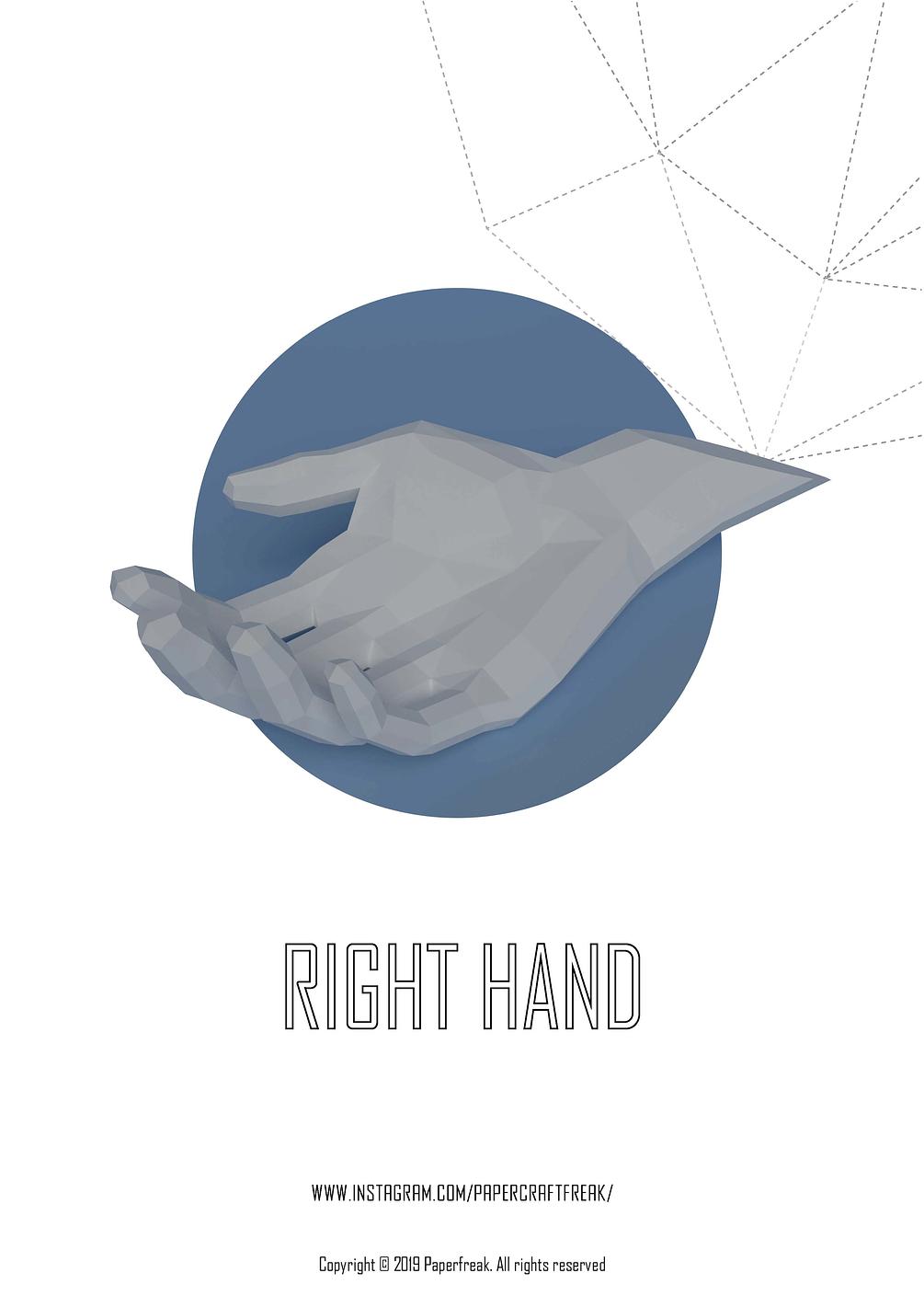 Papercraft 3D HAND pepakura Paper Sculpture PDF template Low Poly