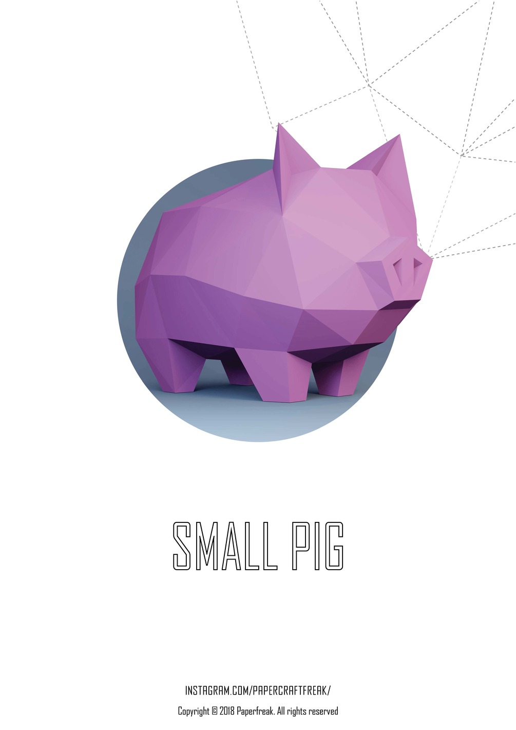 Papercraft 3D small PIG template Sculpture DIY