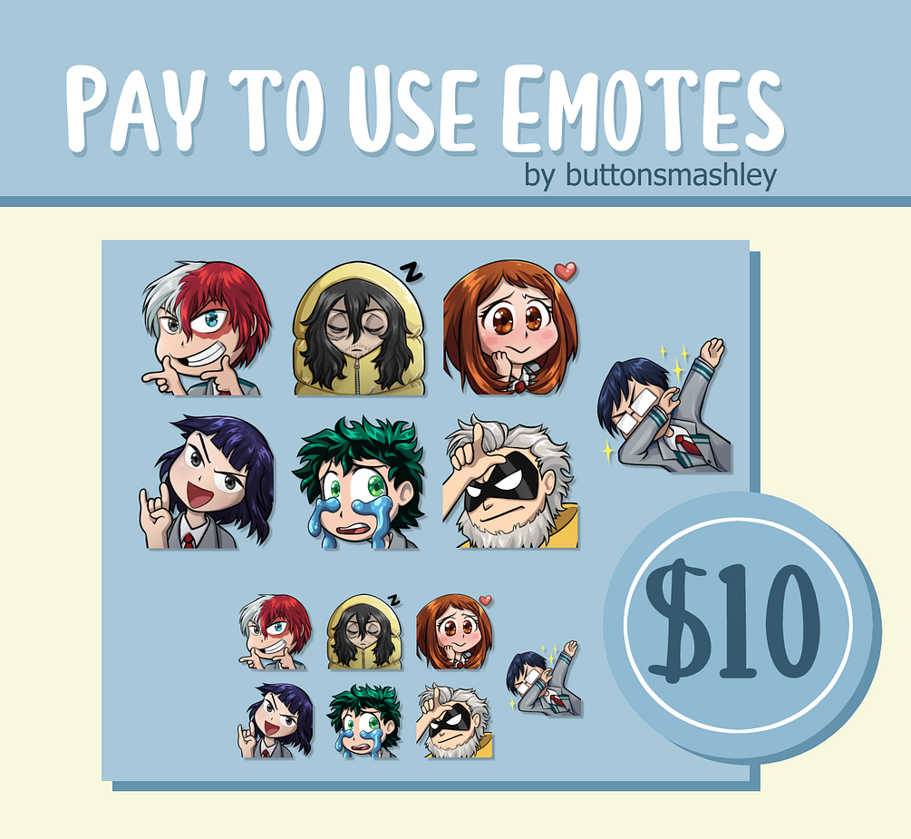 Set of 7 My Hero Academia Emotes