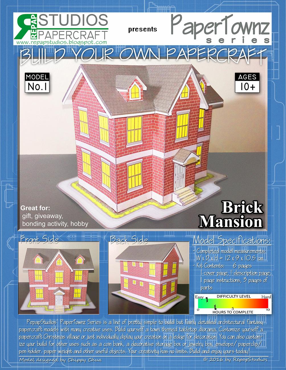 Papertownz Papercraft - Brick Mansion