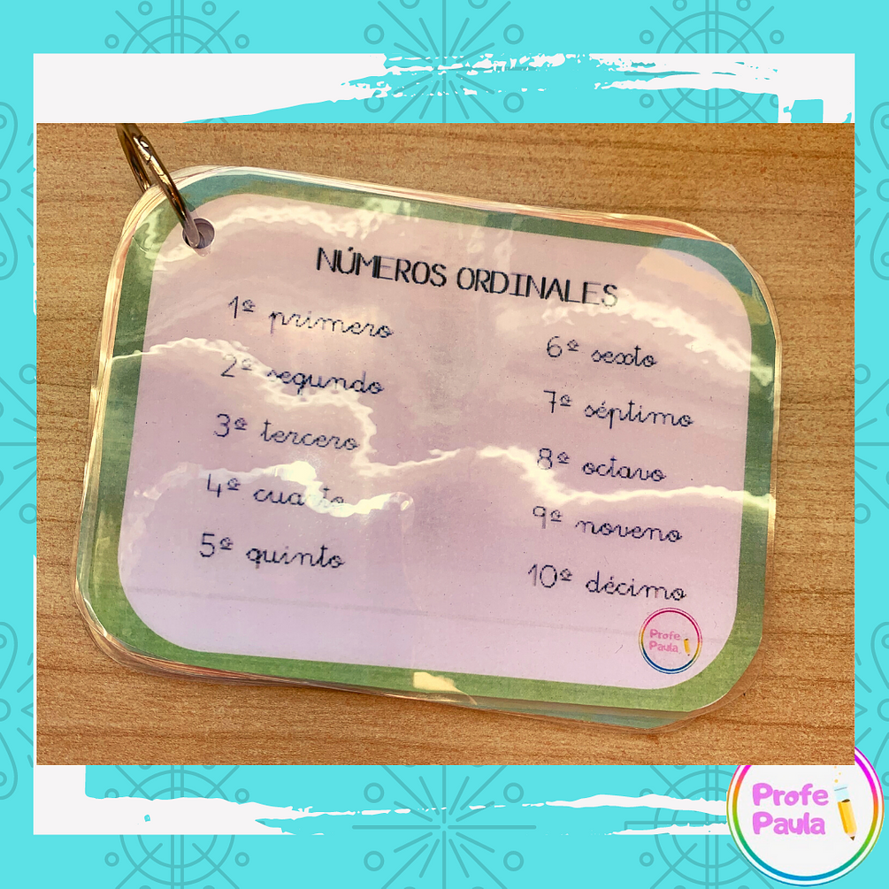 LLAVERO NÚMEROS ORDINALES HASTA EL VIGÉSIMO